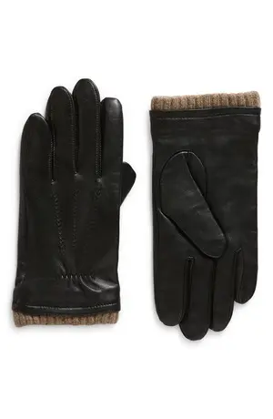 Nordstrom Leather Tech Gloves With Cashmere Cuffs