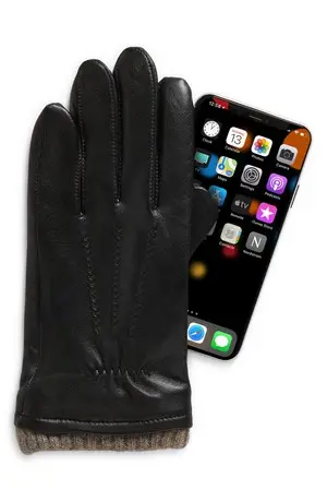 Nordstrom Leather Tech Gloves With Cashmere Cuffs