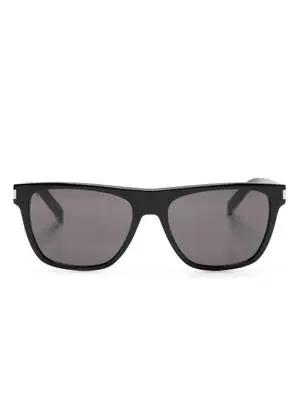 Saint Laurent Logo-engraved Square-frame Sunglasses - Black