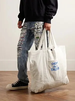 GALLERY DEPT. Logo-print Cotton-corduroy Tote Bag