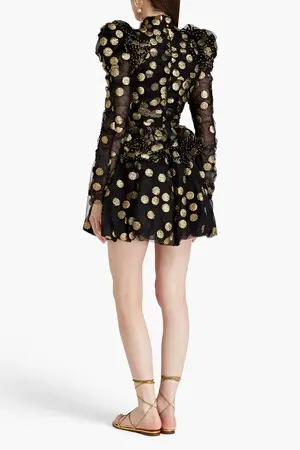 Zimmermann Ruffled Glittered Tulle Mini Dress