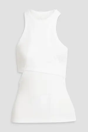 DION LEE Layered Cutout Ribbed Cotton-blend Jersey Tank
