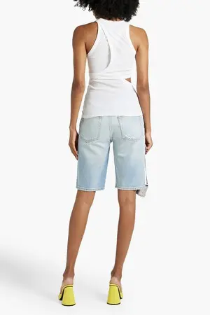 DION LEE Layered Cutout Ribbed Cotton-blend Jersey Tank