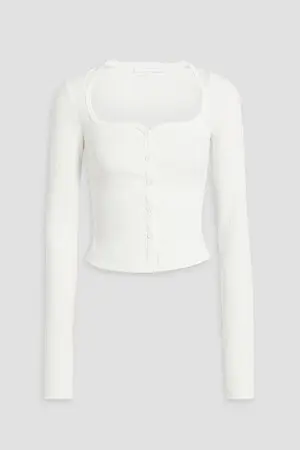 Helmut Lang Cutout Ribbed-knit Cardigan - Off-white
