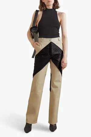 PETER DO Pintucked Leather Straight-leg Trousers