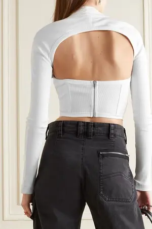 DION LEE Modular Cutout Ribbed Bustier Top