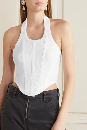 DION LEE Modular Cutout Ribbed Bustier Top