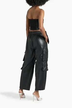 DION LEE Strapless Cropped Denim Top - Black