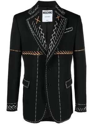 Moschino Contrast-stitching Virgin Wool Blazer