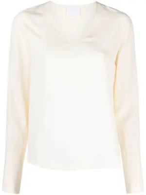 MERCI Long Sleeve V-neck Blouse