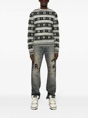 Amiri Logo-patch Distressed Jeans - Blue