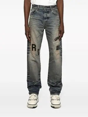 Amiri Logo-patch Distressed Jeans - Blue