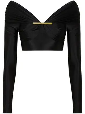 Rabanne Glossy Cropped Top - Black