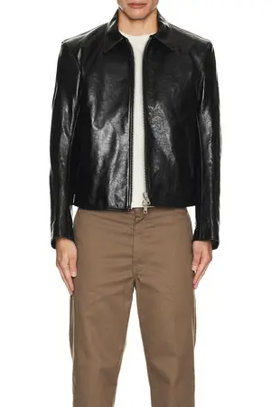 Our Legacy Mini Leather Jacket - Top Dyed Black Leather