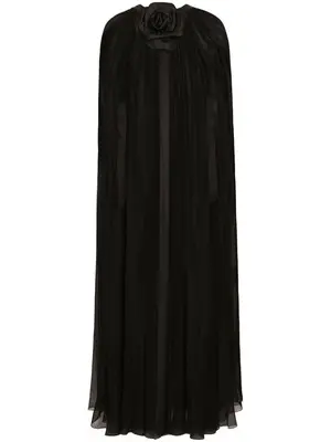 DOLCE & GABBANA Dolce & Gabbana Floral-Appliqué Silk Chiffon Cape