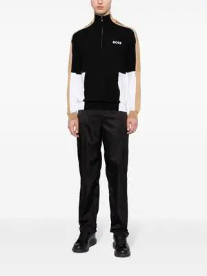 BOSS Color-block Zip-up Sweatshirt - Black