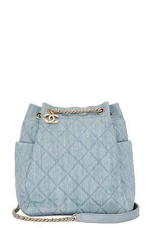 Chanel Denim Drawstring Chain Bucket Bag