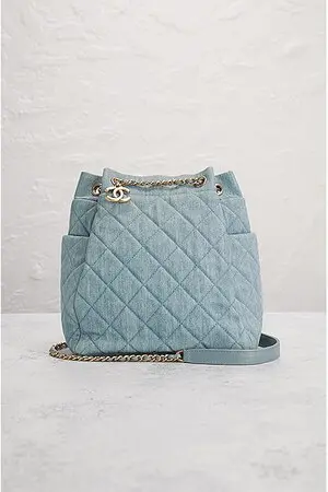 Chanel Denim Drawstring Chain Bucket Bag