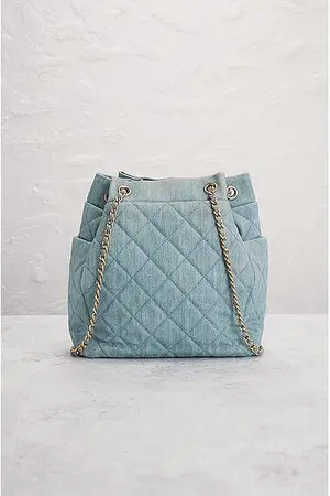 Chanel Denim Drawstring Chain Bucket Bag