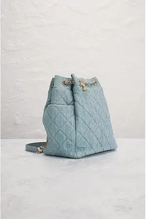 Chanel Denim Drawstring Chain Bucket Bag