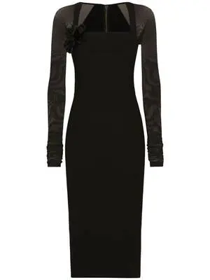 Dolce & Gabbana Jersey Calf-length Dress With Tulle Sleeves