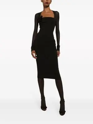 Dolce & Gabbana Jersey Calf-length Dress With Tulle Sleeves