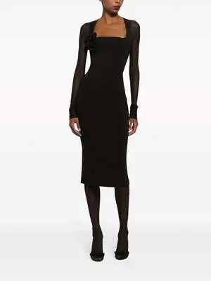 Dolce & Gabbana Jersey Calf-length Dress With Tulle Sleeves