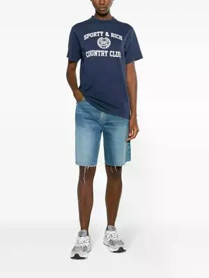 Sporty & Rich Cotton Logo T-shirt - Blue