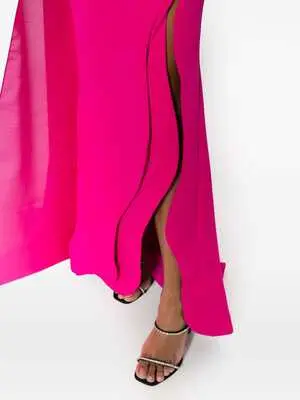 GABY CHARBACHY Asymmetric Draped One-shoulder Gown