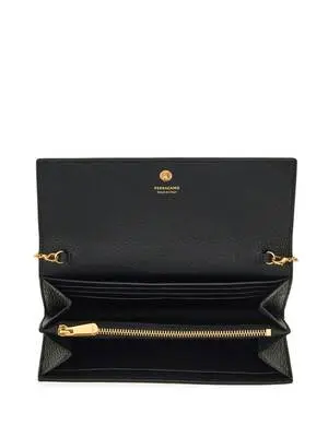 FERRAGAMO Gancini-plaque Leather Wallet-on-chain - Black