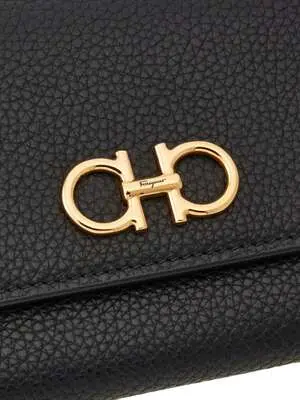 FERRAGAMO Gancini-plaque Leather Wallet-on-chain - Black
