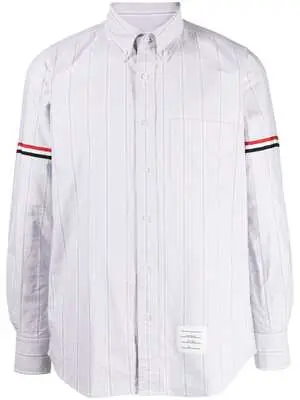 Thom Browne Rwb-stripe Cotton Shirt - Grey