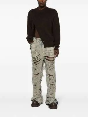 Rick Owens Distressed Slim-cut Jeans - Neutrals