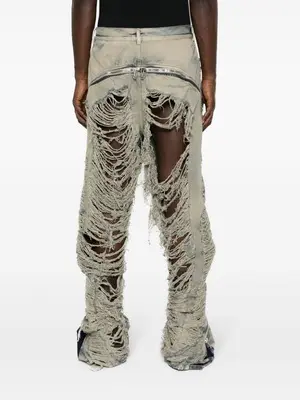 Rick Owens Distressed Slim-cut Jeans - Neutrals