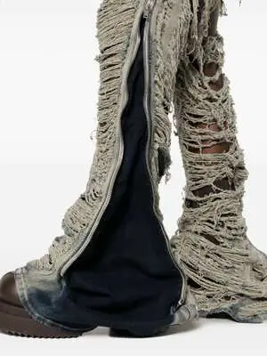 Rick Owens Distressed Slim-cut Jeans - Neutrals