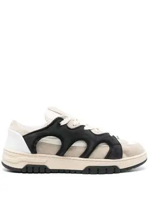 SANTHA Two-tone Panelled Suede Sneakers - Neutrals