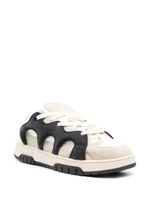 SANTHA Two-tone Panelled Suede Sneakers - Neutrals