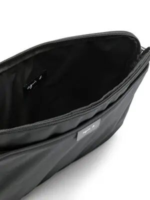 AGNES B. Logo-patch Zipped Laptop Bag - Black