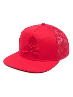 Philipp Plein Skull & Bones Baseball Cap - Red
