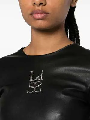 LUDOVIC DE SAINT SERNIN Rhinestone-embellished Leather Top