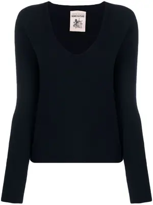 SEMICOUTURE Brushed U-neck Knitted Top