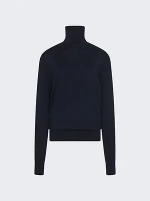 THE ROW Davos Fine Cashmere Turtleneck Top - Black