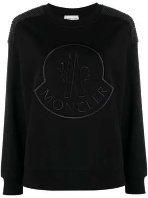 Moncler Logo-embroidered Cotton-blend Sweatshirt - Black