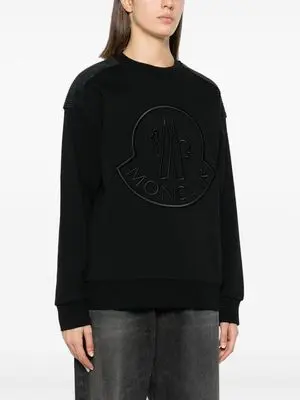 Moncler Logo-embroidered Cotton-blend Sweatshirt - Black