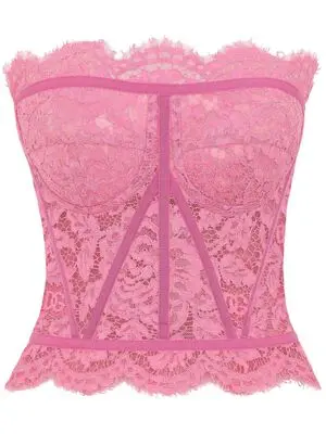 Dolce & Gabbana Chantilly Lace Strapless Top - Pink
