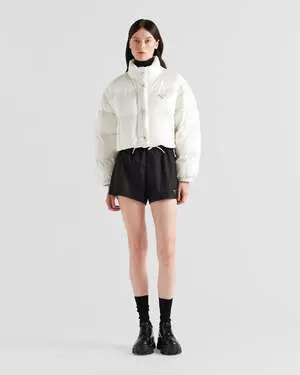 Prada Re-nylon Cropped Convertible Down Jacket - White