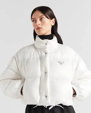 Prada Re-nylon Cropped Convertible Down Jacket - White