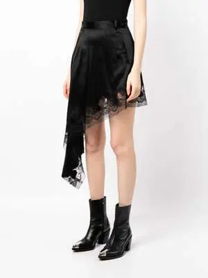 JNBY Lace-trim Asymmetric Midi Skirt