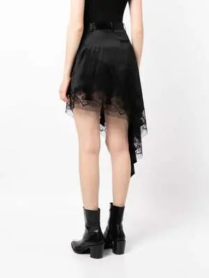 JNBY Lace-trim Asymmetric Midi Skirt