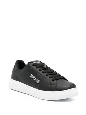Just Cavalli Tiger Head-logo Leather Sneakers - Black